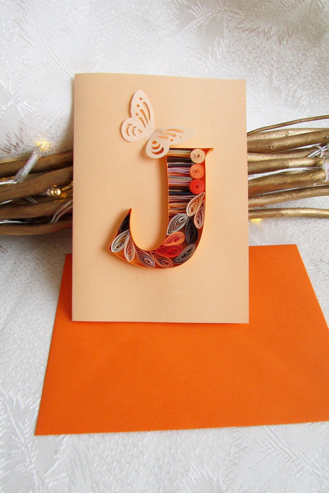 Quilling Art Rolling Paper 3D Letters J Monogram Name Card, 30th ...