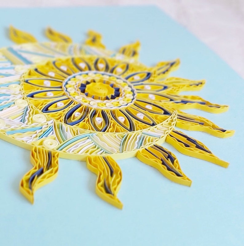 Paper Quilling Golden Sun and Moon Phases Wall Art, Space Themed ...