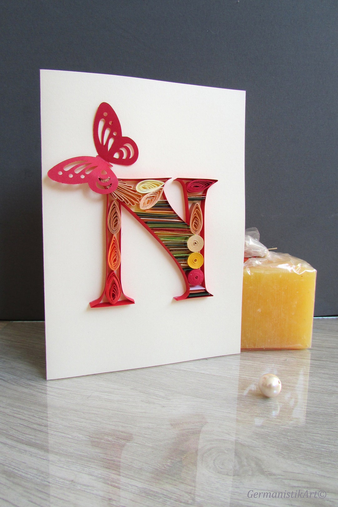 3D Block Letters Monogram Notecards, Rolling Paper Quilling Art Happy ...