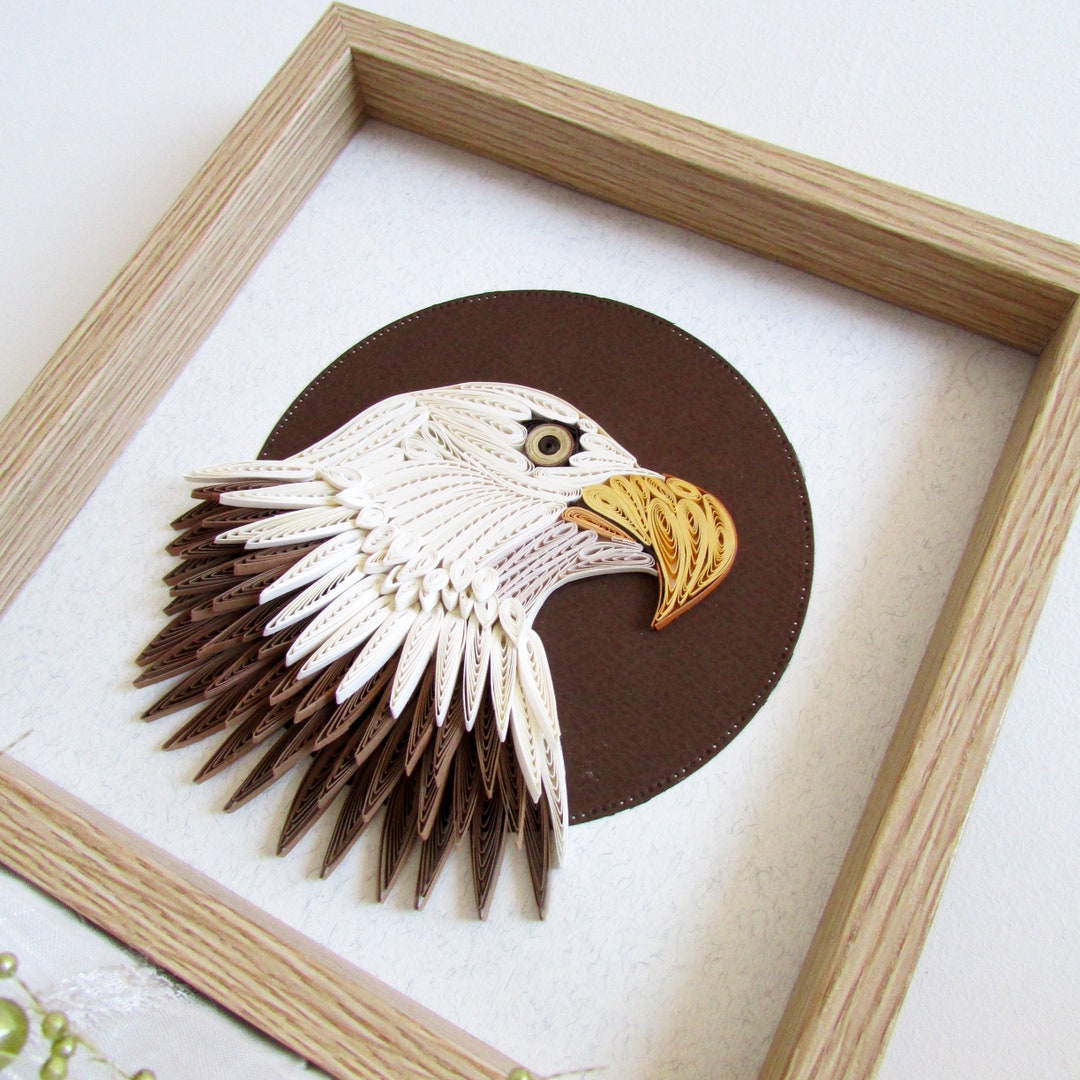 Framed Bold Eagle Raptor Bird Wall Art, Rolling Paper Quilling Funky ...