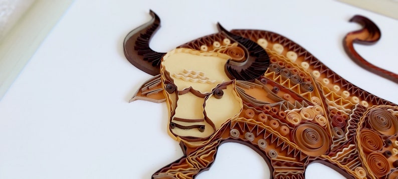 Framed Paper Quilling Highland Cow Texas Buffalo Wall Art Decor ...