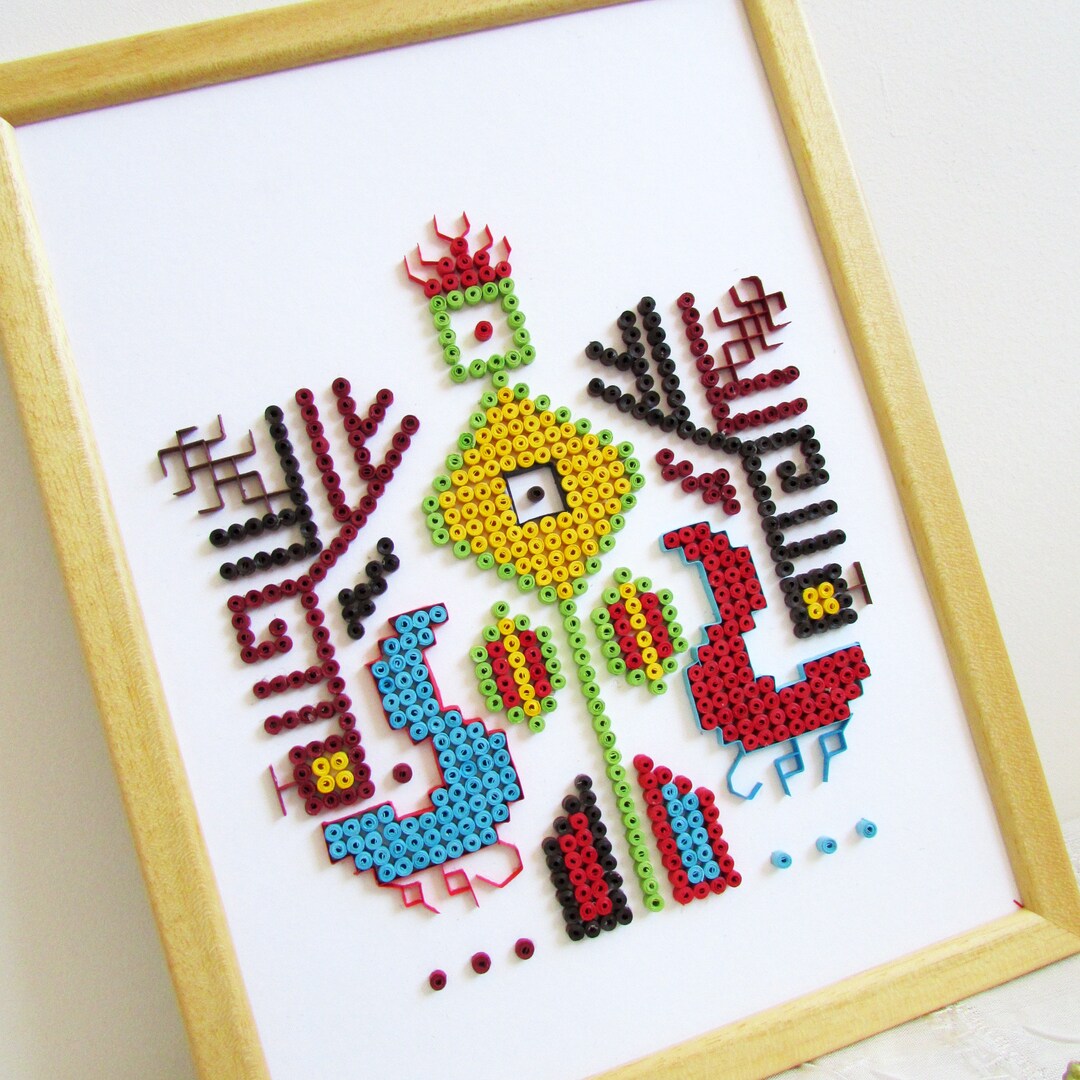 Bulgarian Embroidery Frame Quilling Art Rooster Decor, Rolling Paper ...
