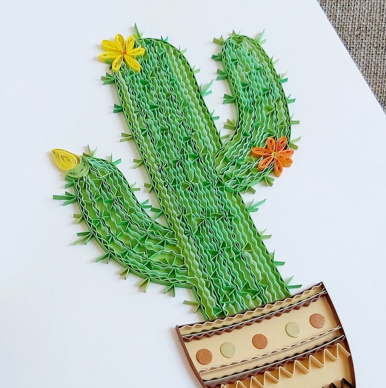 Mexican Rare Mini Cactus Rolling Paper Quilling Wall Art, Preppy Room ...