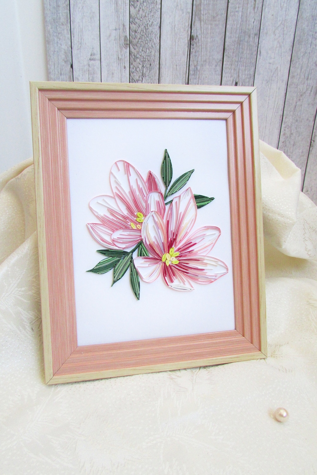 Framed Paper Quilling Flowers Bouquet Wall Art, Pastel Filigree Decor ...