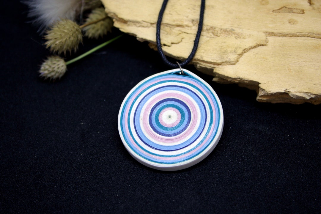 Paper Quilling Disc Bubble Necklace Pendant, Filigree Homemade Jewelry ...