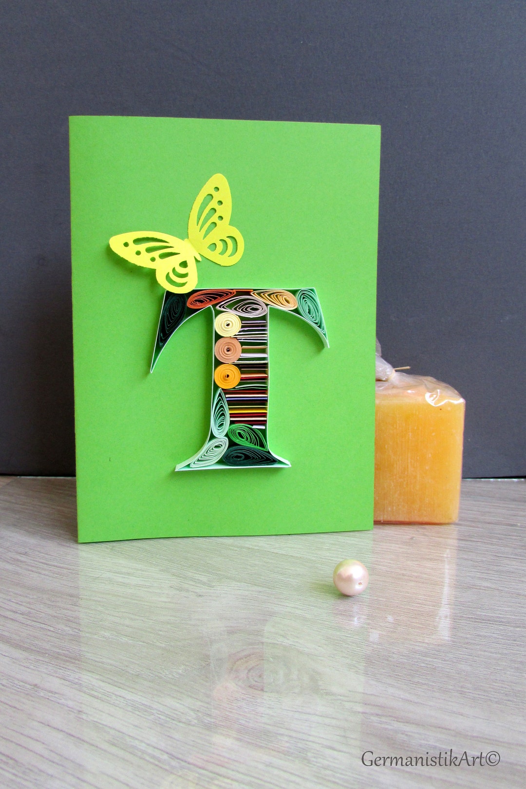 3D T Initial Letter Birthday Card, Personalized Paper Quilling ...