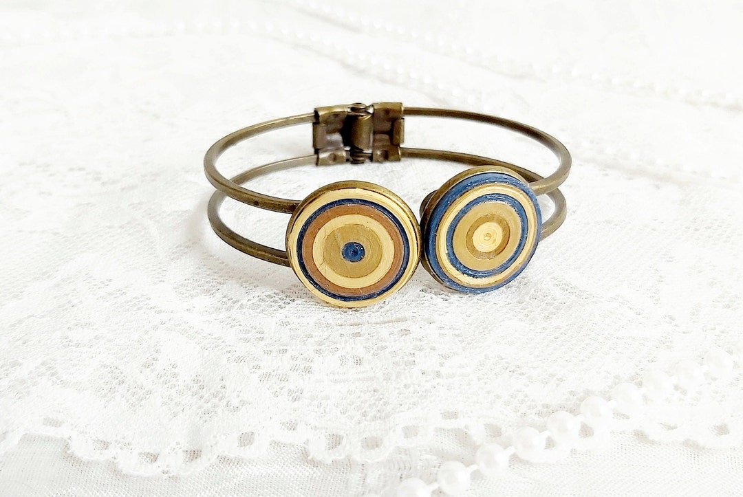 Paper Quilling Adjustable Disc Circle Cuff Bracelet, Filigree Homemade ...