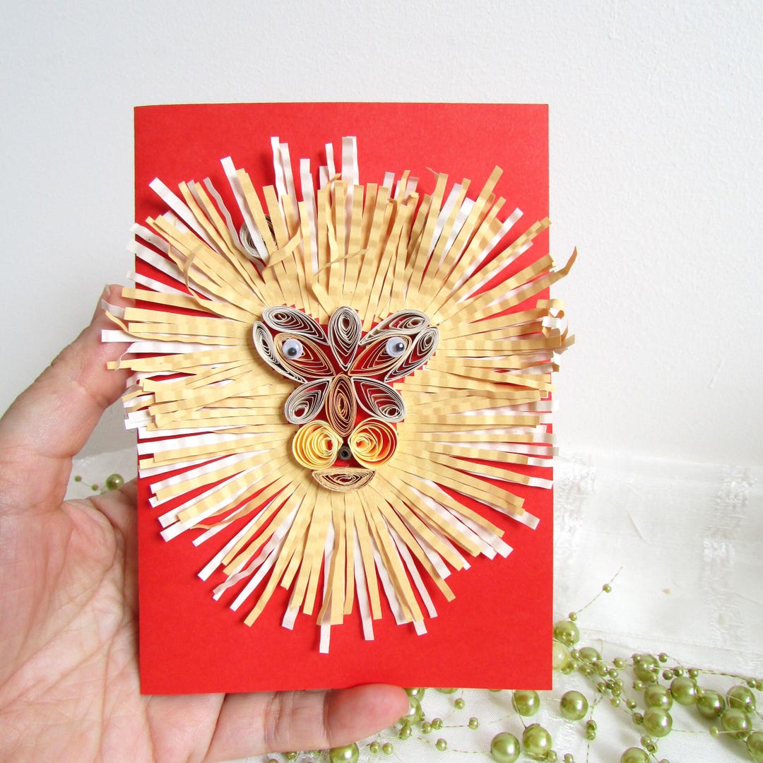Paper Quilling Leo Zodiac Sign Greeting Card, July August Astrology ...