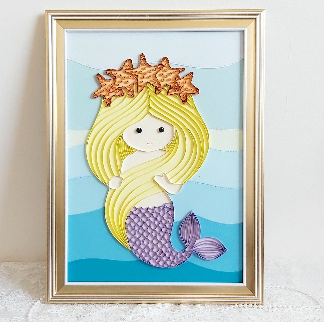 Little Mermaid Rolling Paper Quilling Wall Art, Ocean Inspired Nursery ...