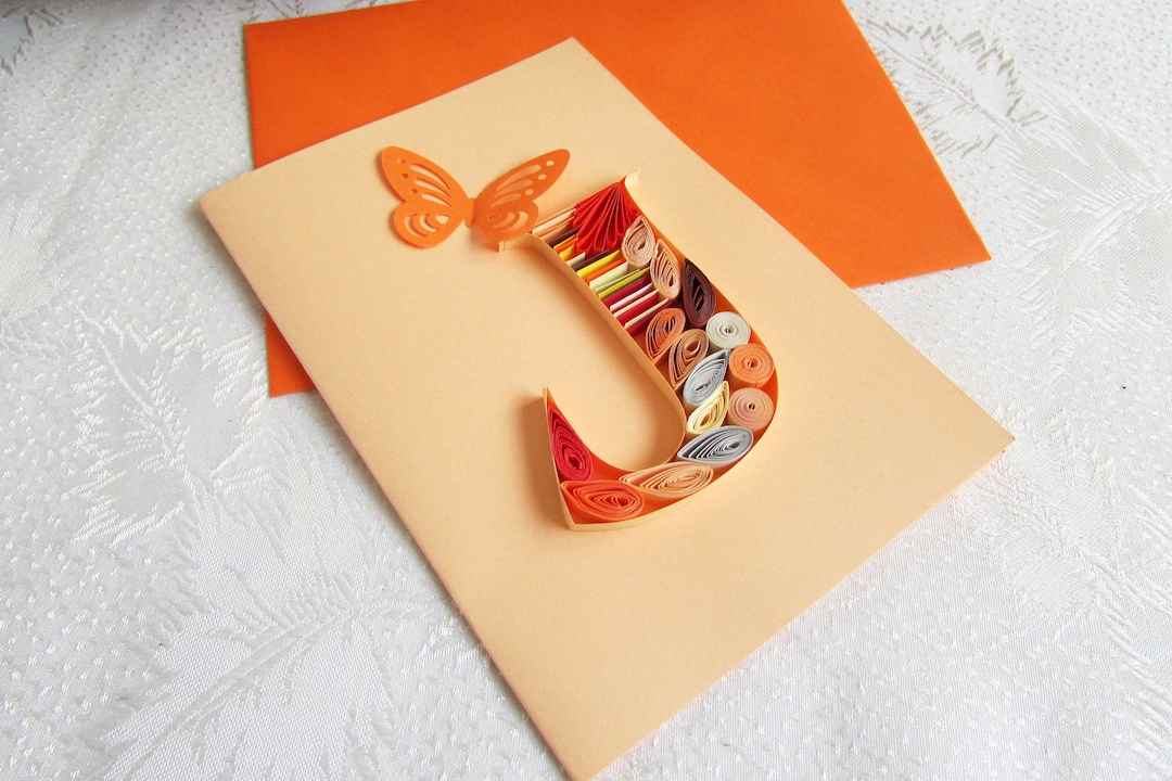 3D Paper Quilling Initial Letters J Funny Greeting Card, 18th Birthday ...