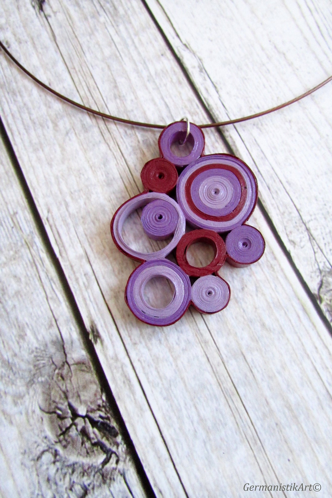Rolling Paper Quilling Pendant Light Discreet Day Collar, Purple ...