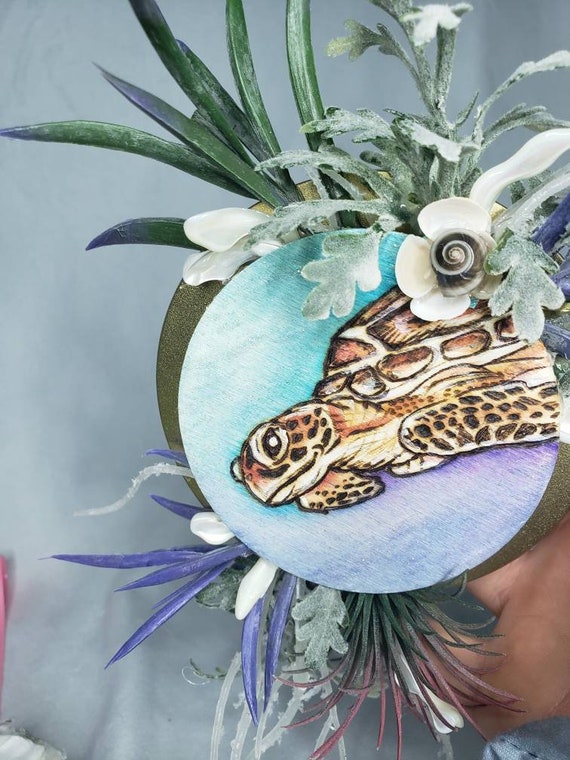 Sea Turtle Magnet. Beach Themed Décor, Succulent Magnet, Sea Turtle ...