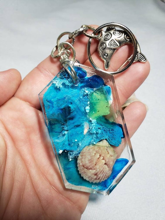 Mermaid Key chain, Florida Sea Shell, Metal Dolphin, Sea Glass, New ...