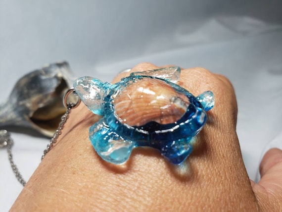 Sea Turtle Necklace, Turtle Art, Resin Turtle, Mermaid Pendant, Sea ...