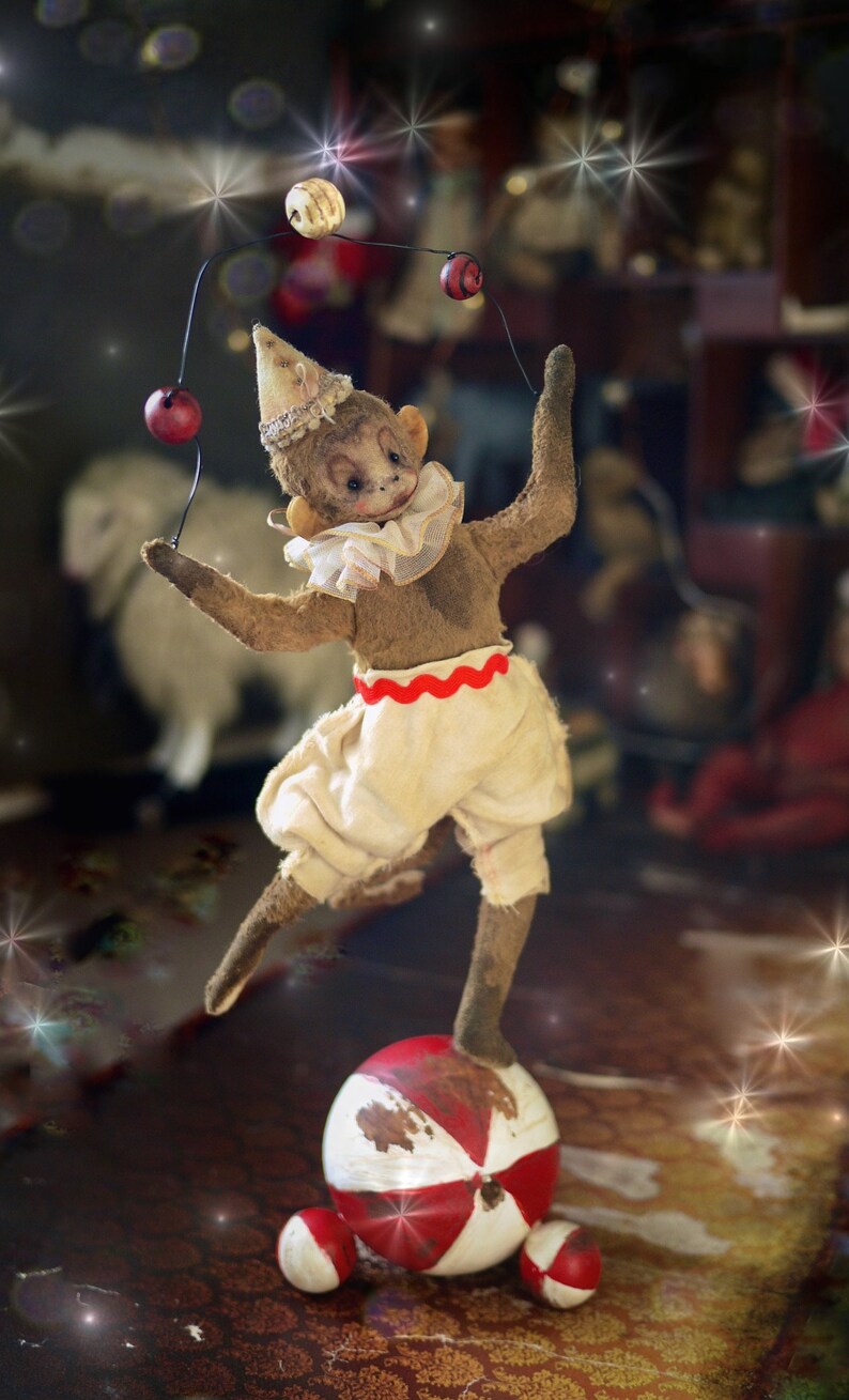 Clown Monkey on Wooden Ball Pattern to Create - Etsy