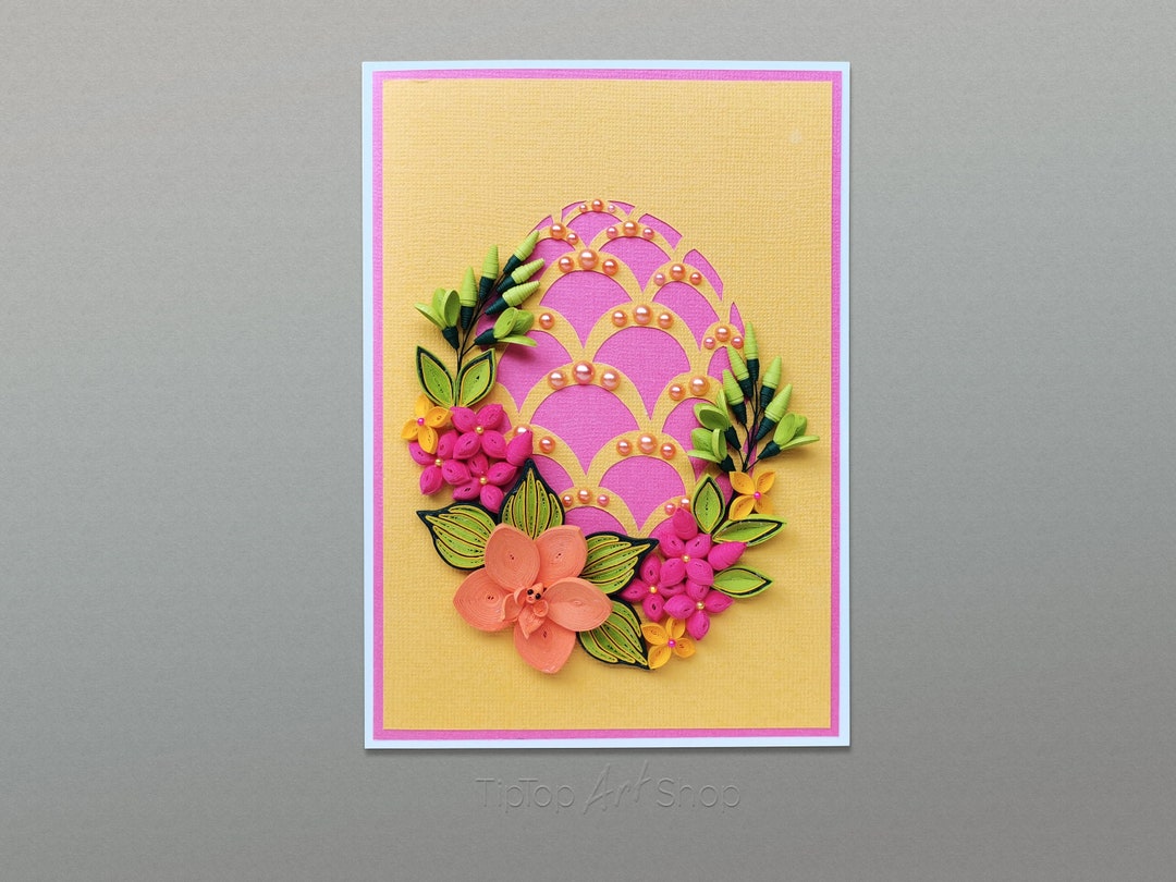 Handmade Easter Quilling Card Quilled Tropical Flowers Greeting Card by ...