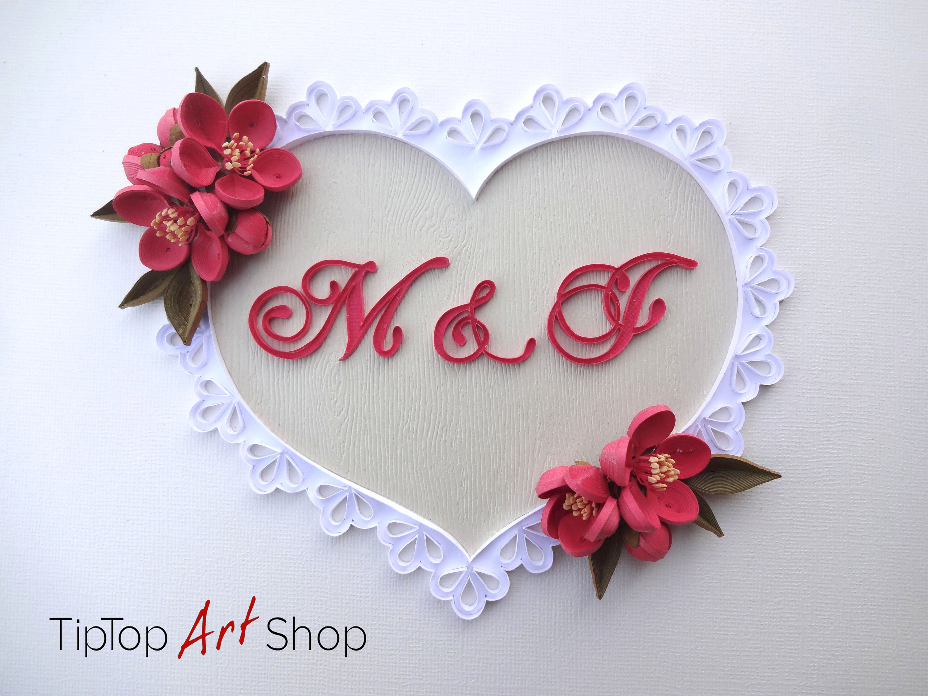Personalized Valentine's Day Gift Quilled Heart Frame With a Monogram ...