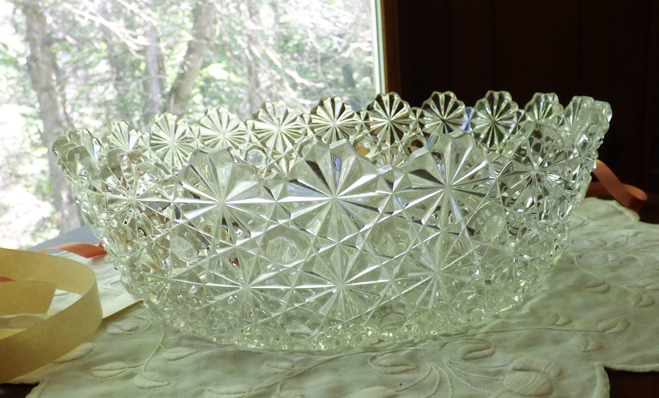 Large Glass Bowl, Daisy & Button Pattern, Early American EAPG, Stunning ...
