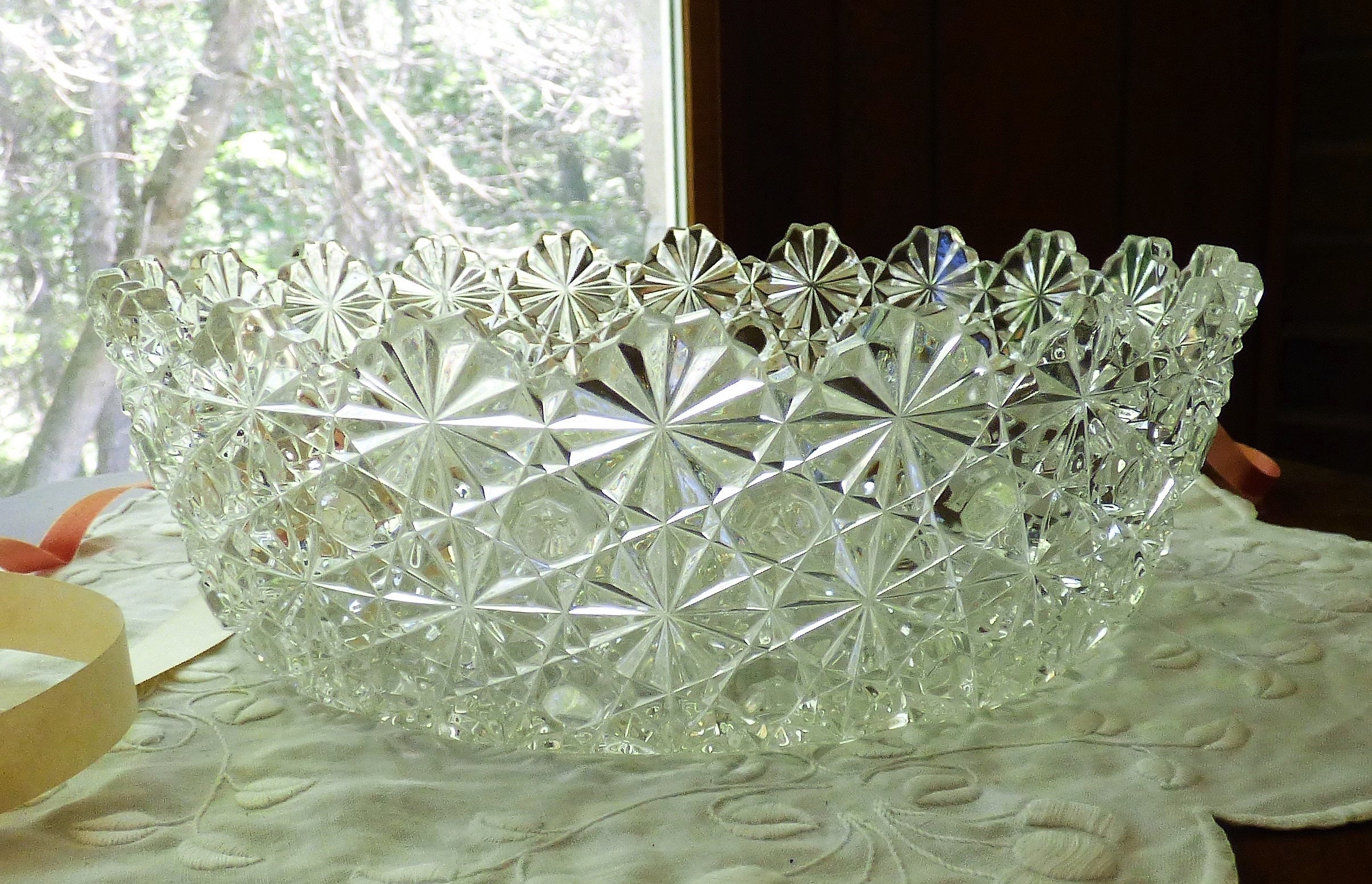 Large Glass Bowl Daisy & Button Pattern Early American EAPG - Etsy 日本
