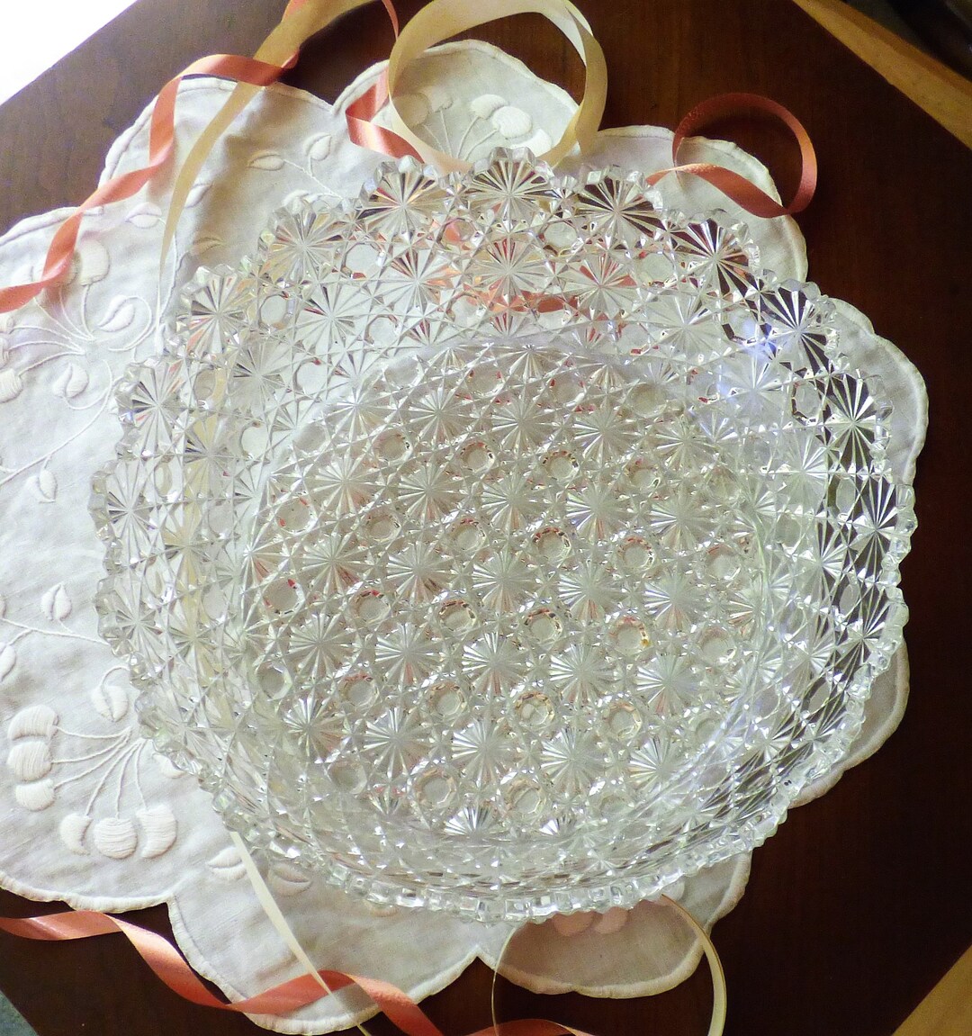 Large Glass Bowl, Daisy & Button Pattern, Early American EAPG, Stunning ...