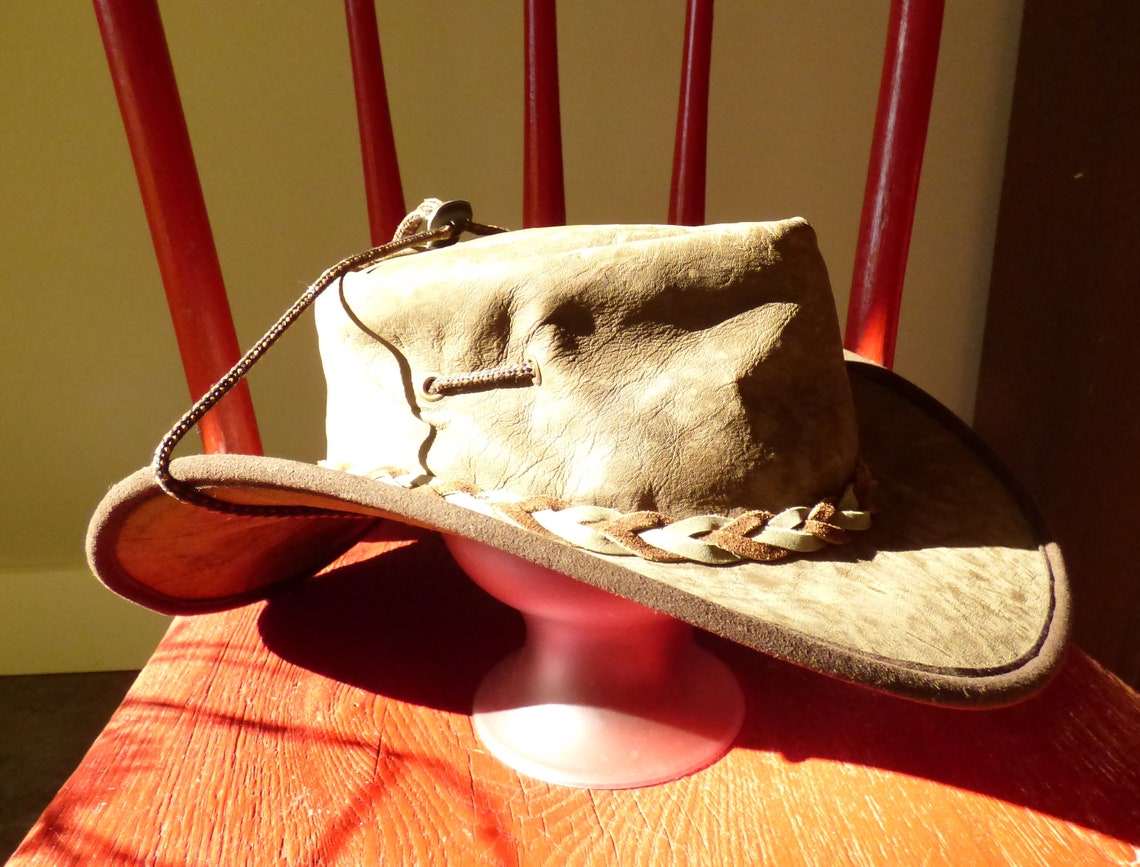 Australian Aussie Hat Leather Distressed Crushable | Etsy
