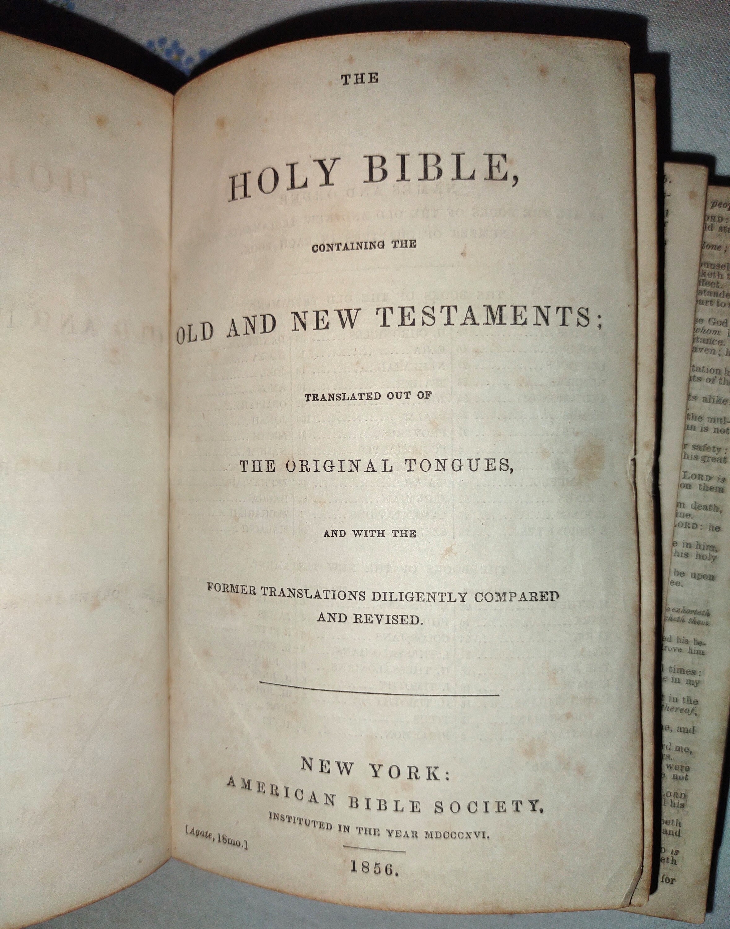 1856 Holy Bible, Old and New Testaments, New York American Bible ...