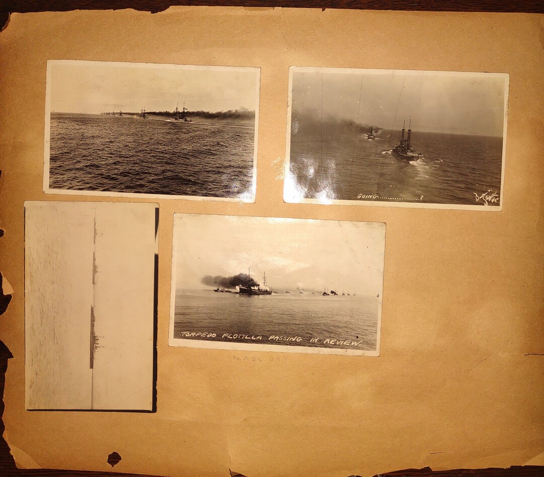 World War I WW1 Era Scrapbook Ephemera, Mass Bay, Torpedo Flotilla ...
