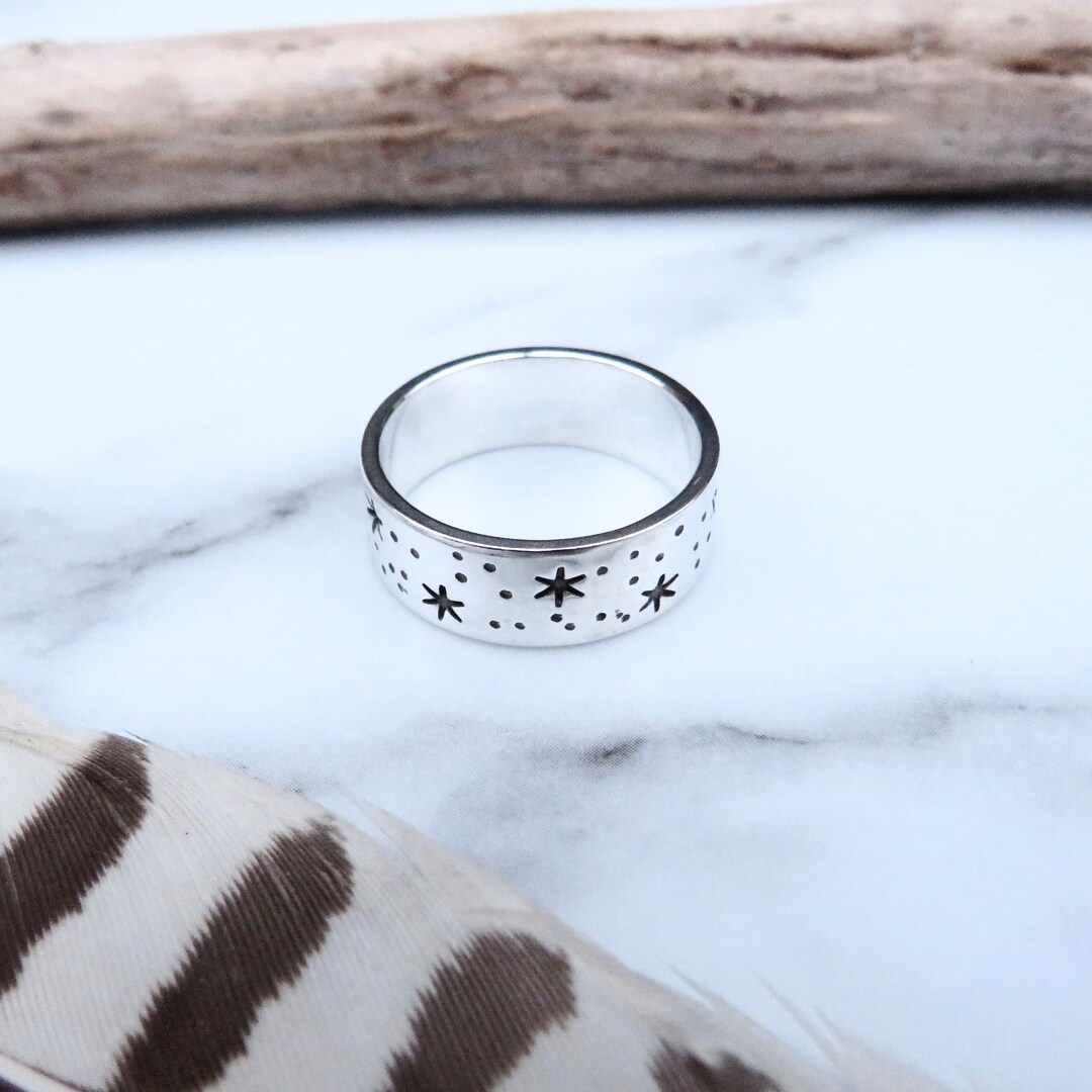 Stars and Dots Ring Handmade Sterling Silver, Celestial Ring Hand ...