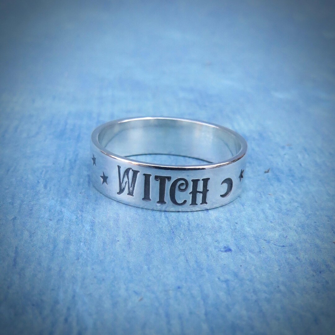 Handmade Witch Ring Silver Capitals Moon, Sterling Silver Witch Ring ...