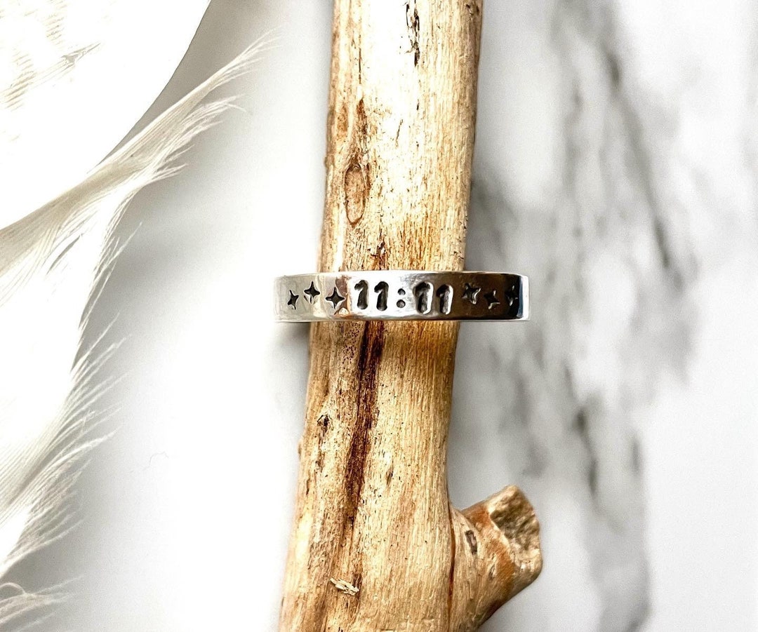 Stacking Ring Silver 11:11 Star Design,angel Number Sterling Silver ...