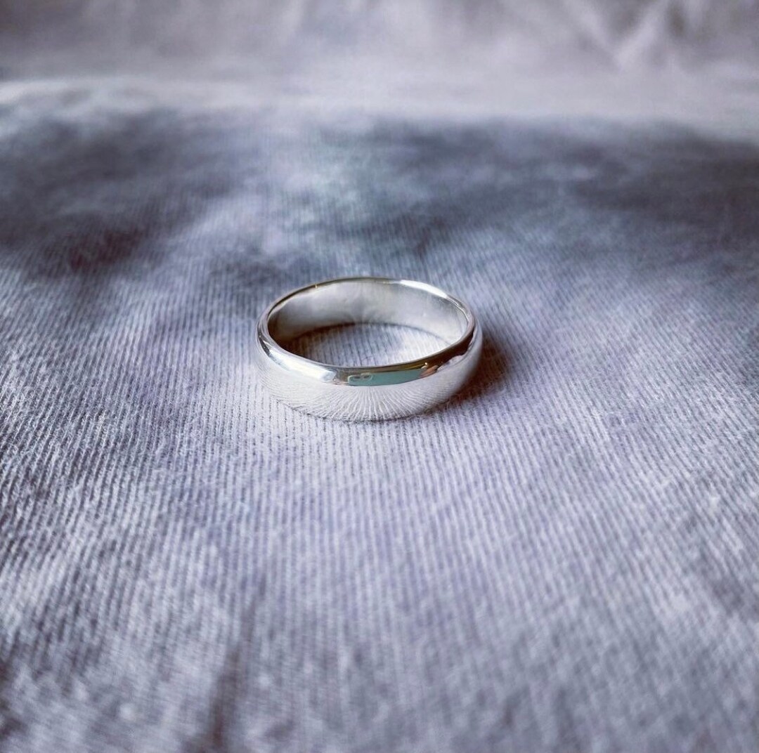 Sterling Silver Chunky Handmade Ring, Silver Rounded Wedding Band ...