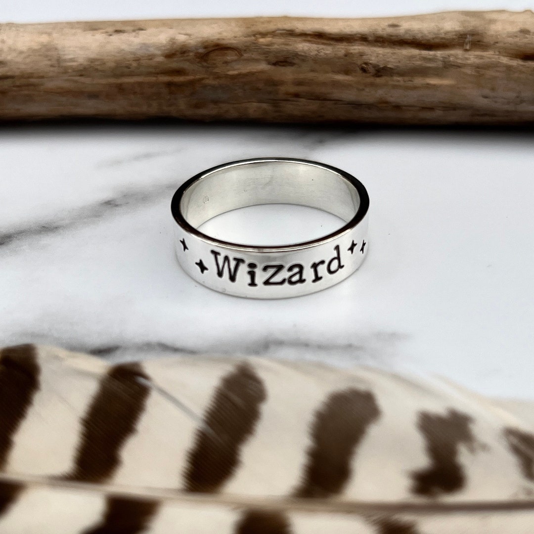 Wizard Ring Handmade Sterling Silver, Wizard Mens Ring Hand Stamped ...