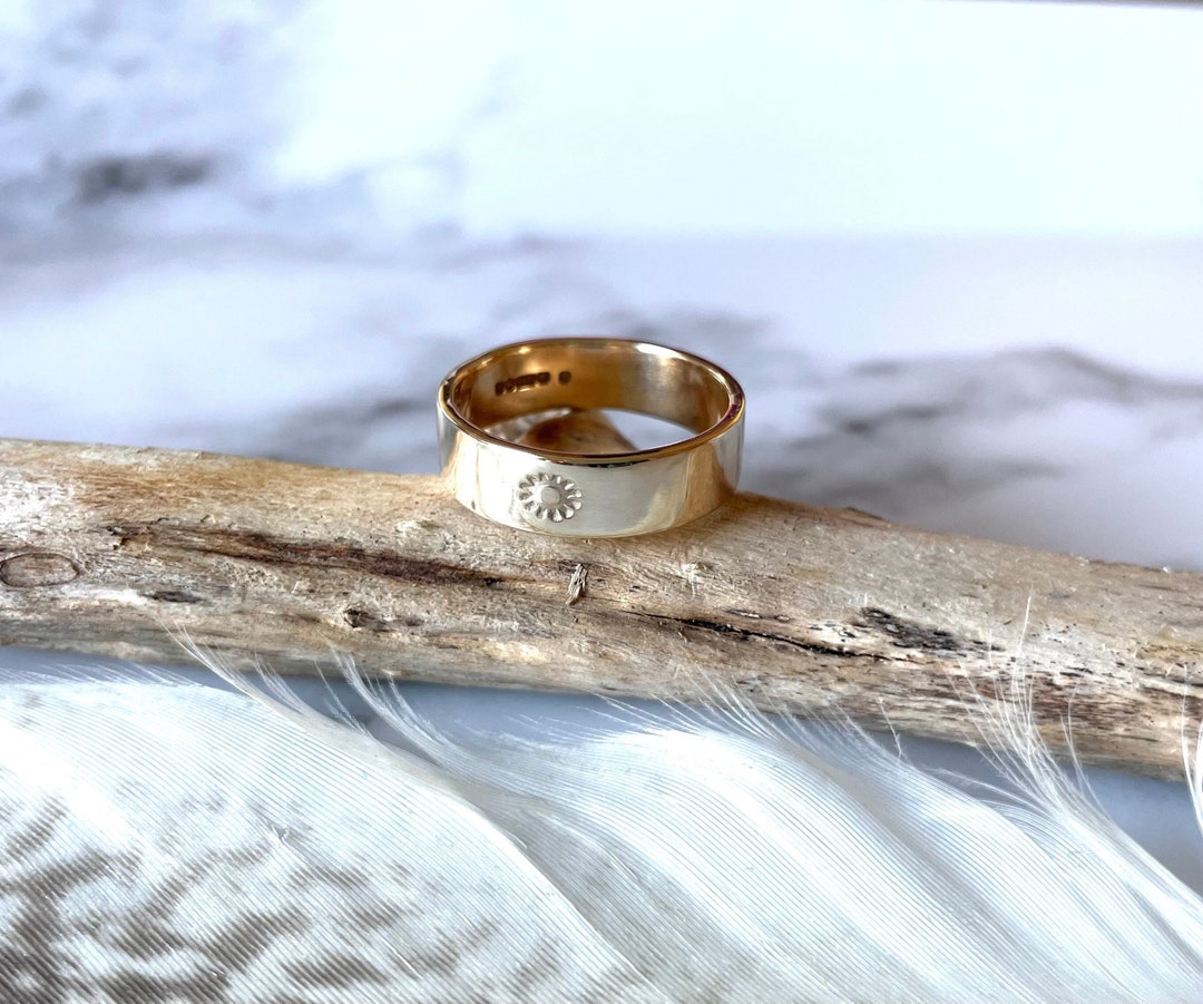 Celestial 18k Gold Wedding Ring, Gold Sun Wedding Band, 18 Carat Gold ...