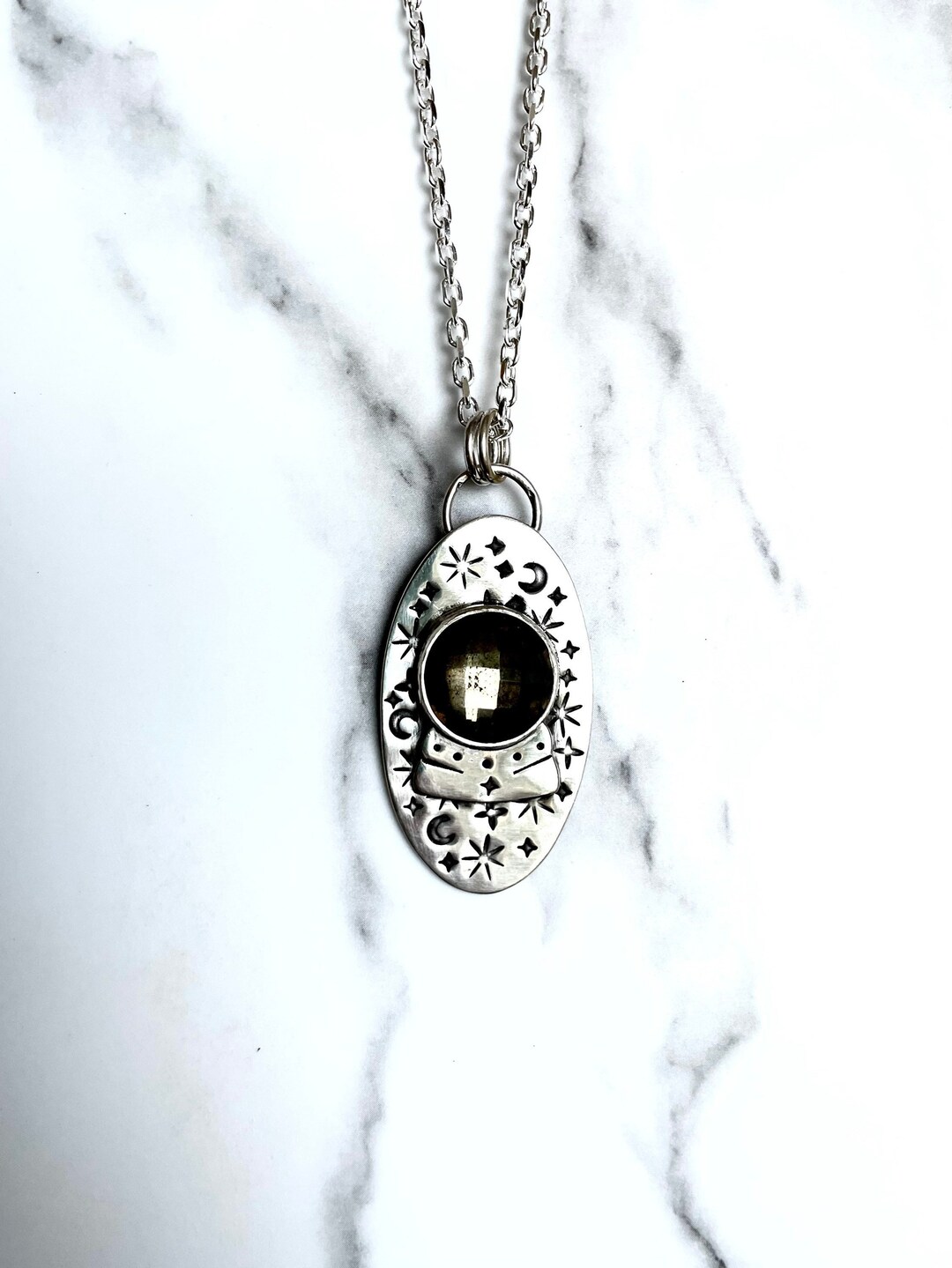 Handmade Crystal Ball Pendant. Silver Crystal Ball Necklace. Fortune ...