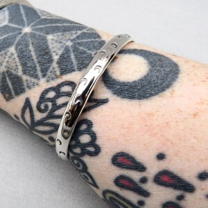 Handmade Sterling Silver Moon Bangle. Celestial Hand Stamped Oxidised ...