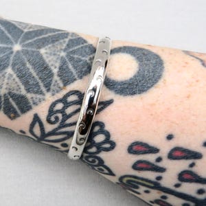 Handmade Sterling Silver Moon Bangle. Celestial Hand Stamped Oxidised ...