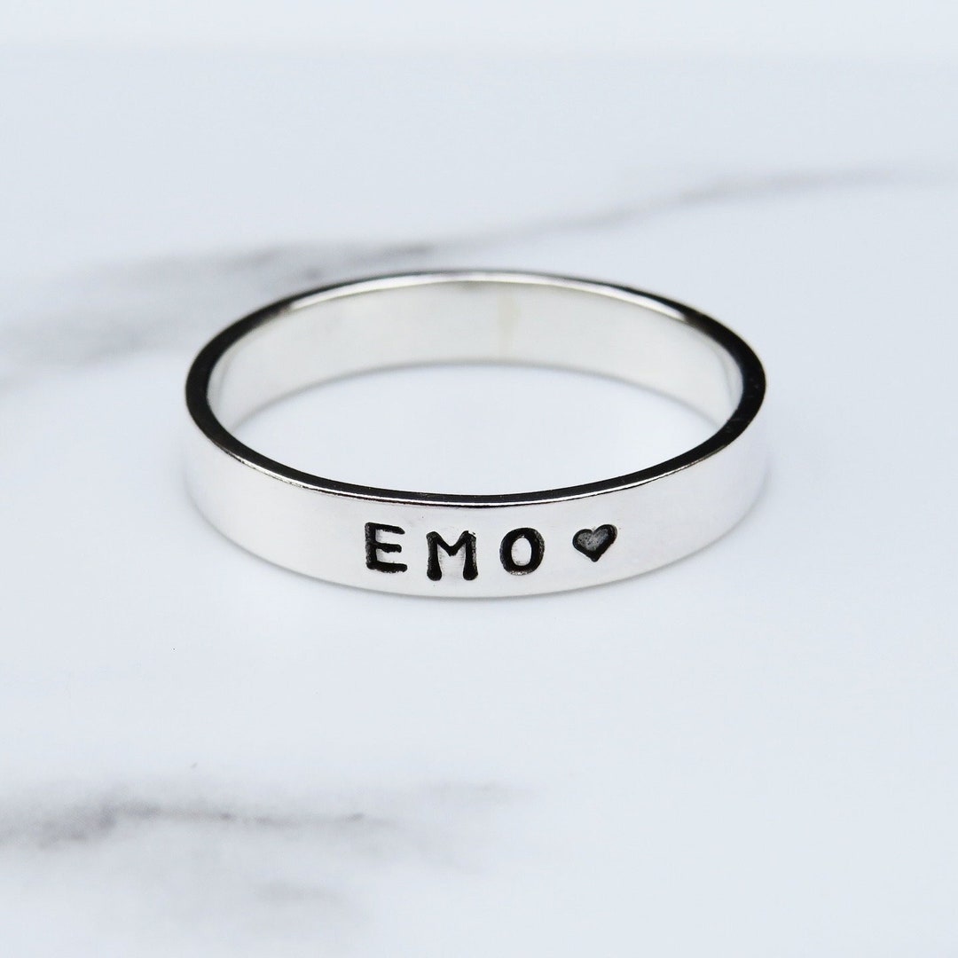 Emo Ring Silver, Emo Sterling Silver Ring, Handmade Emo Band, Emo Ring ...