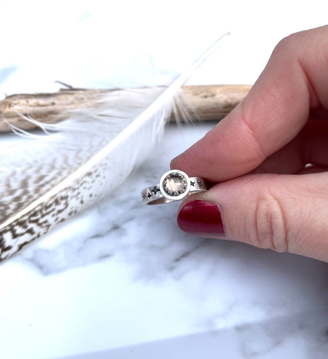 Silver Smoky Quartz Ring. Handmade Sterling Silver Quartz Ring. Silver ...