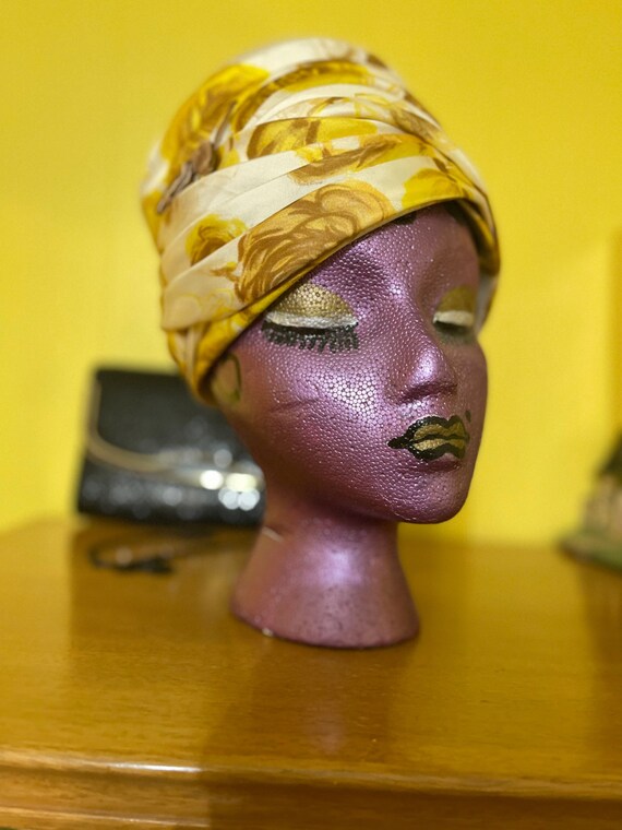 1950's vintage hat gold wool felt with feathers/50's … - Gem