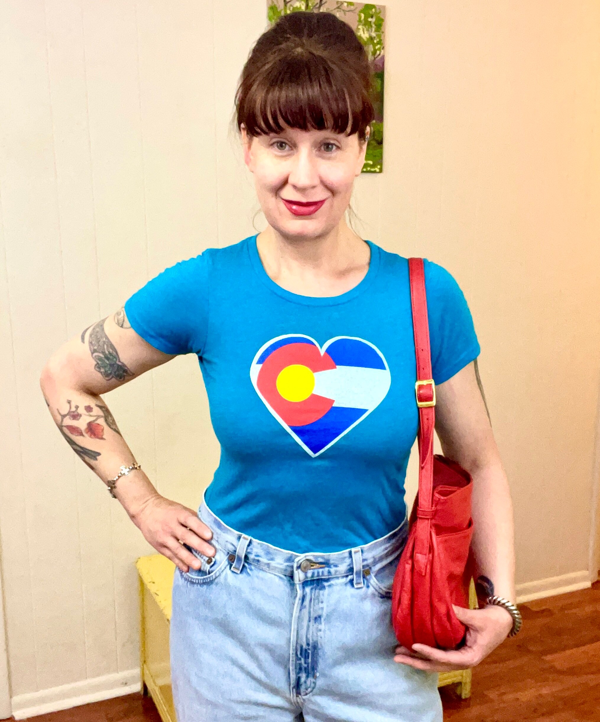 1980s Vintage Brio Deadstock Bright Red Leather Shoulder Bag With Key ...