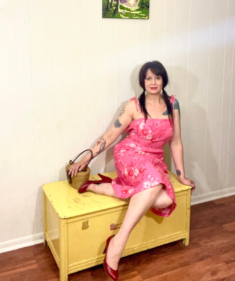1960s Malia of Honolulu Sundress: Vintage Pink Rockabilly Summer Dress ...