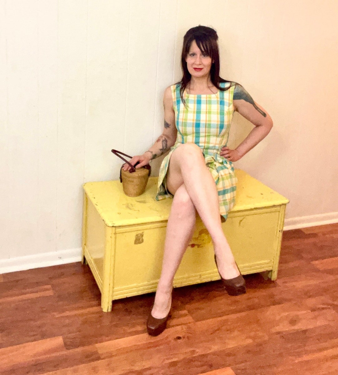 60's Vintage Mod Preppy Scooter Dress/60's Plaid Scooter Dress/60's Mod ...