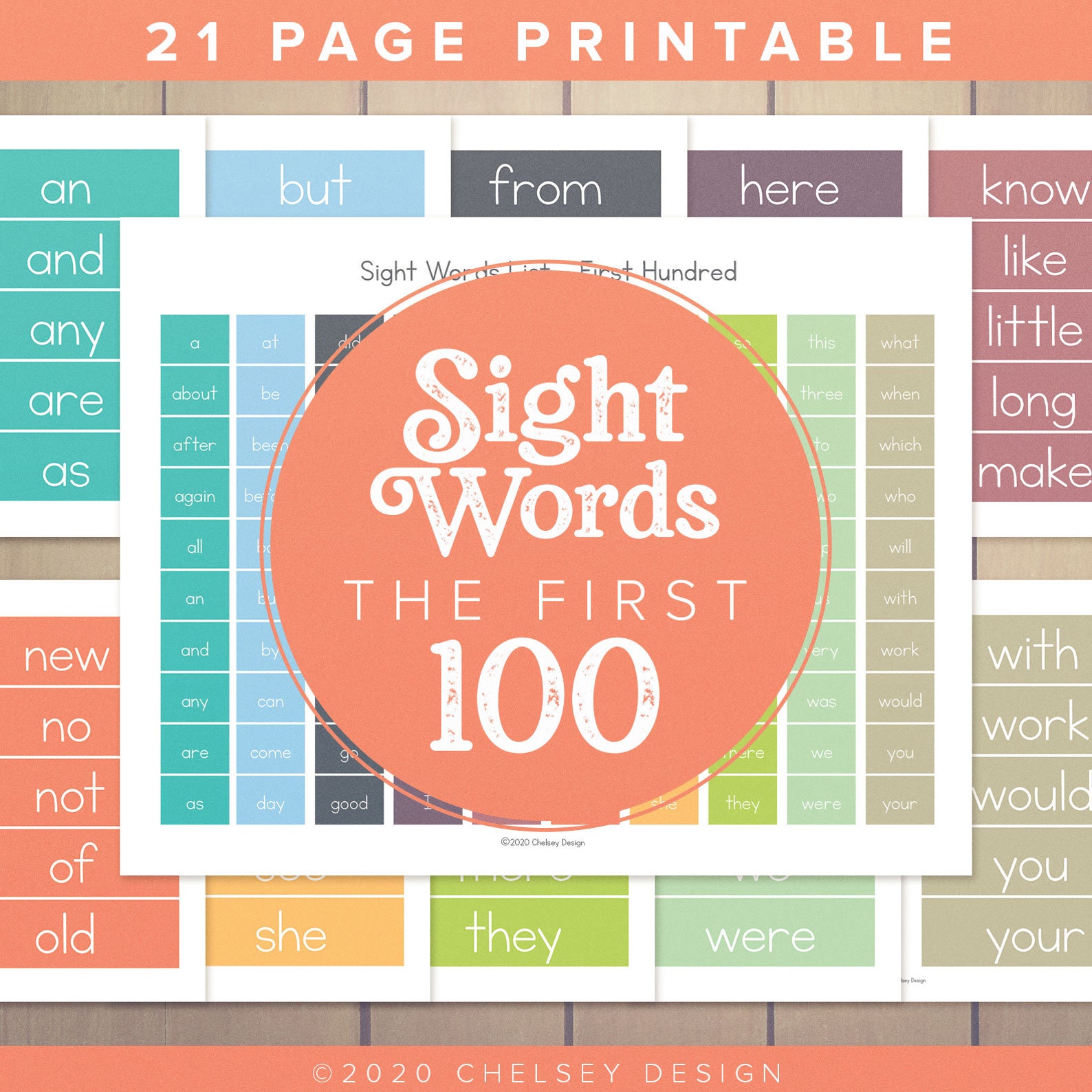 Sight Words First Hundred Printable Printing Flash Cards Primary Sight ...