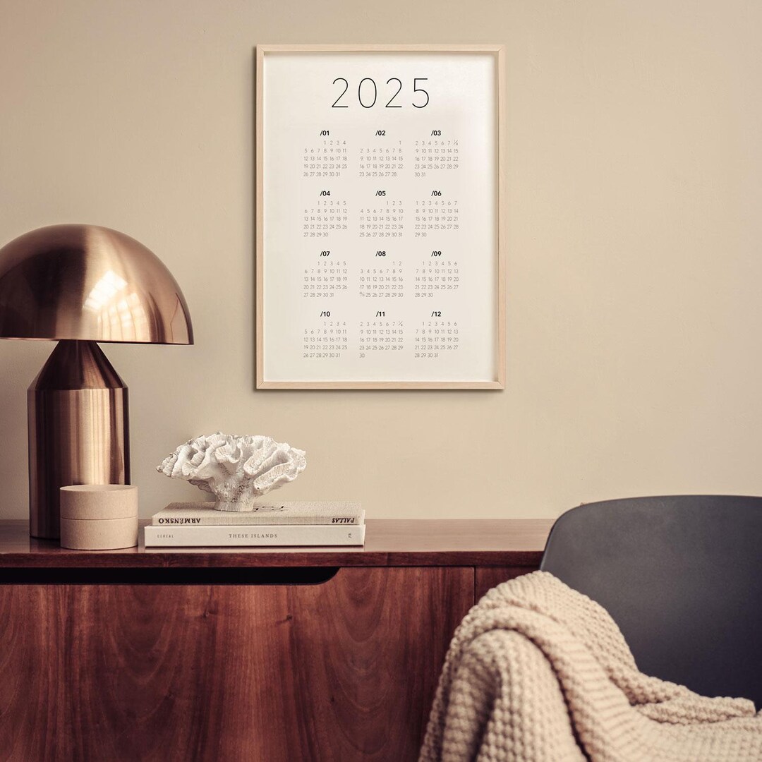 Modern Minimal 2025 Calendar - 1 Year Wall Calendar - Single Page ...