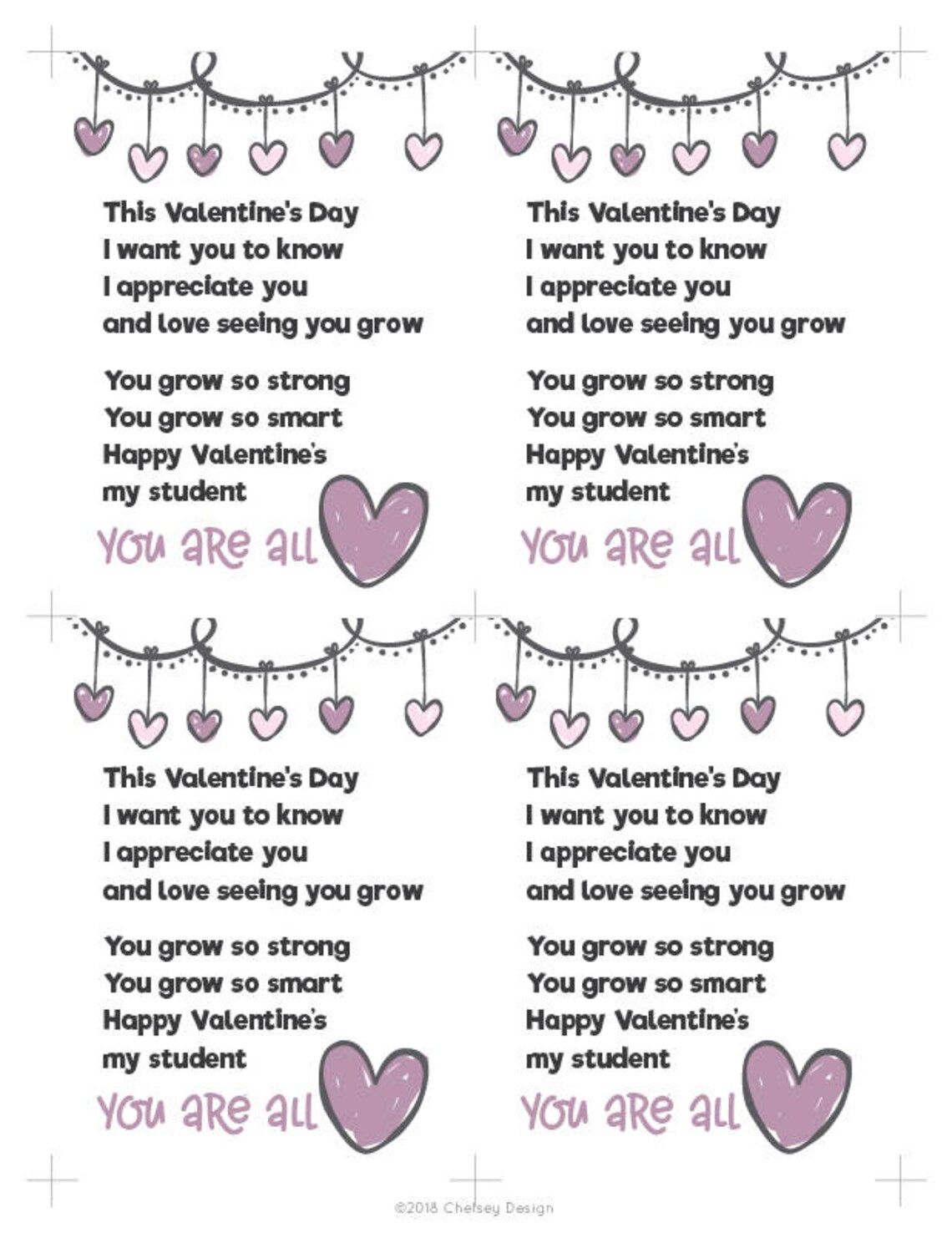 Printable Valentines Card for Student-from Teacher-download-print ...