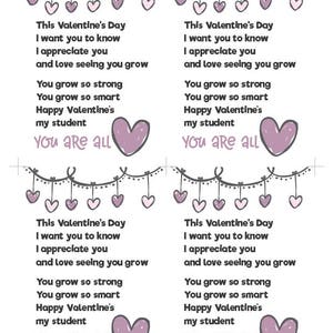 Printable Valentines Card for Student-from Teacher-download-print ...