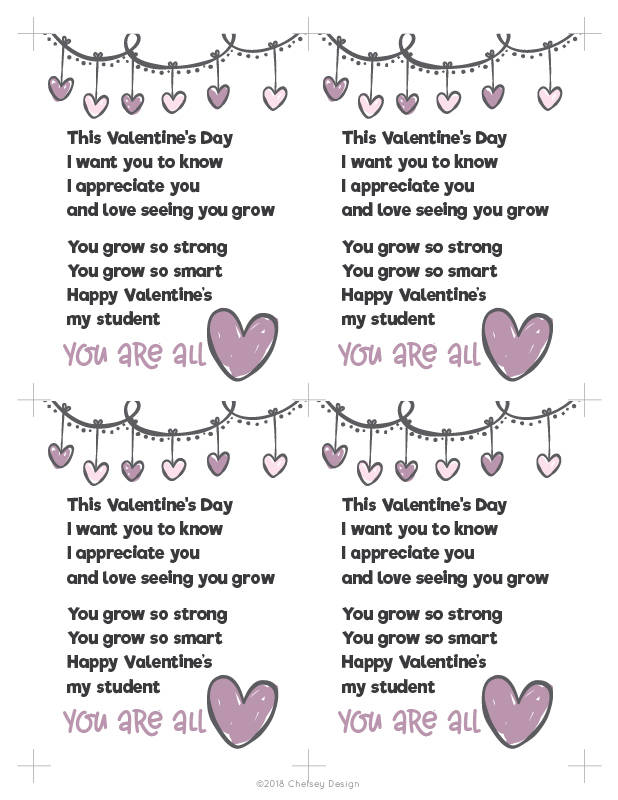 Printable Valentines Card for Student-from Teacher-download-print ...