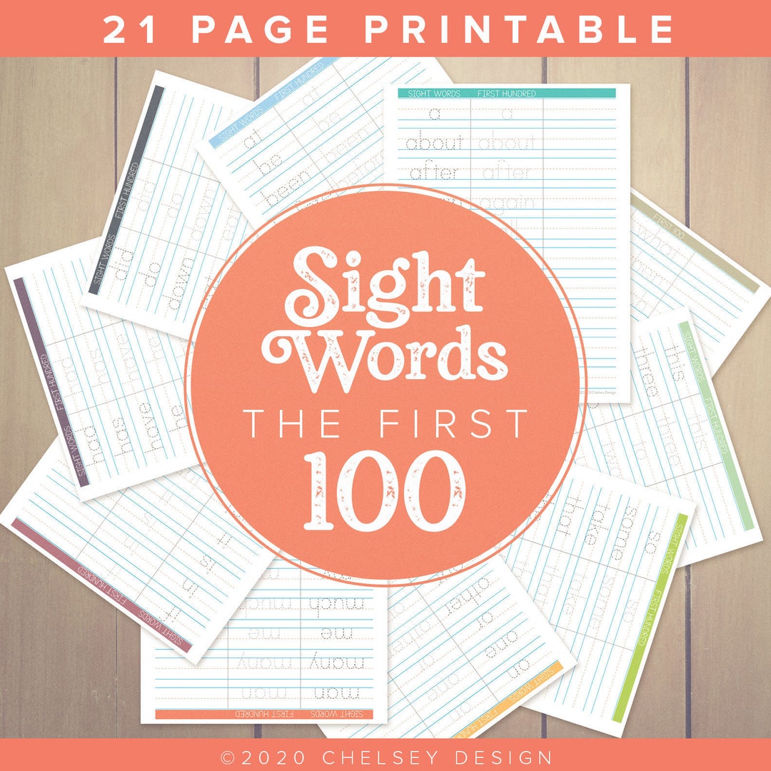 Sight Words First Hundred Printable Printing Flash Cards Primary Sight ...