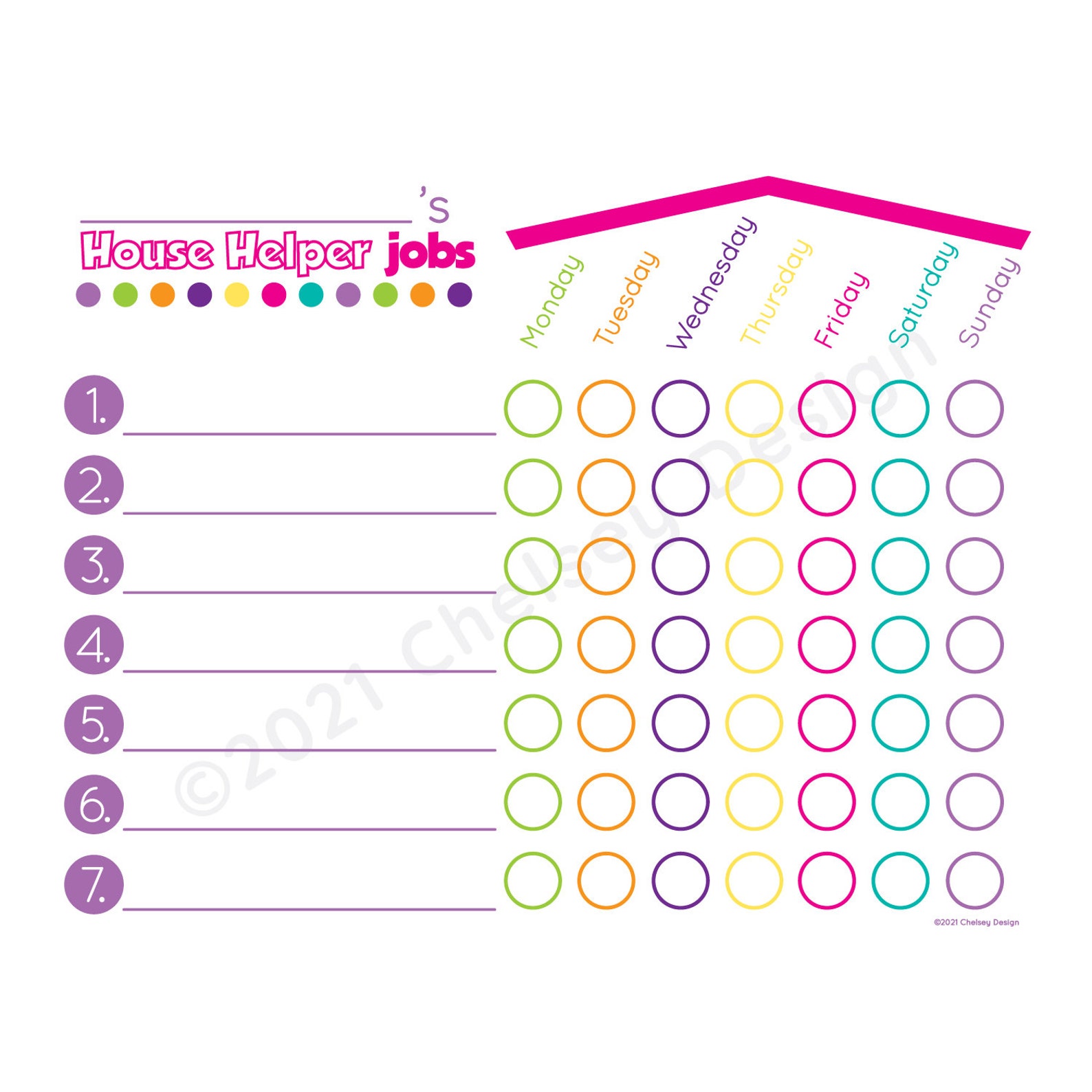 Printable Chore Chart - Instant Download - 8x10 - House Helper - Kids ...