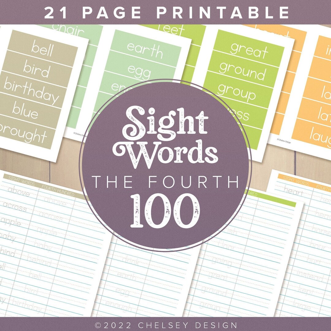 Sight Words Fourth Hundred Printing Practice High - Etsy